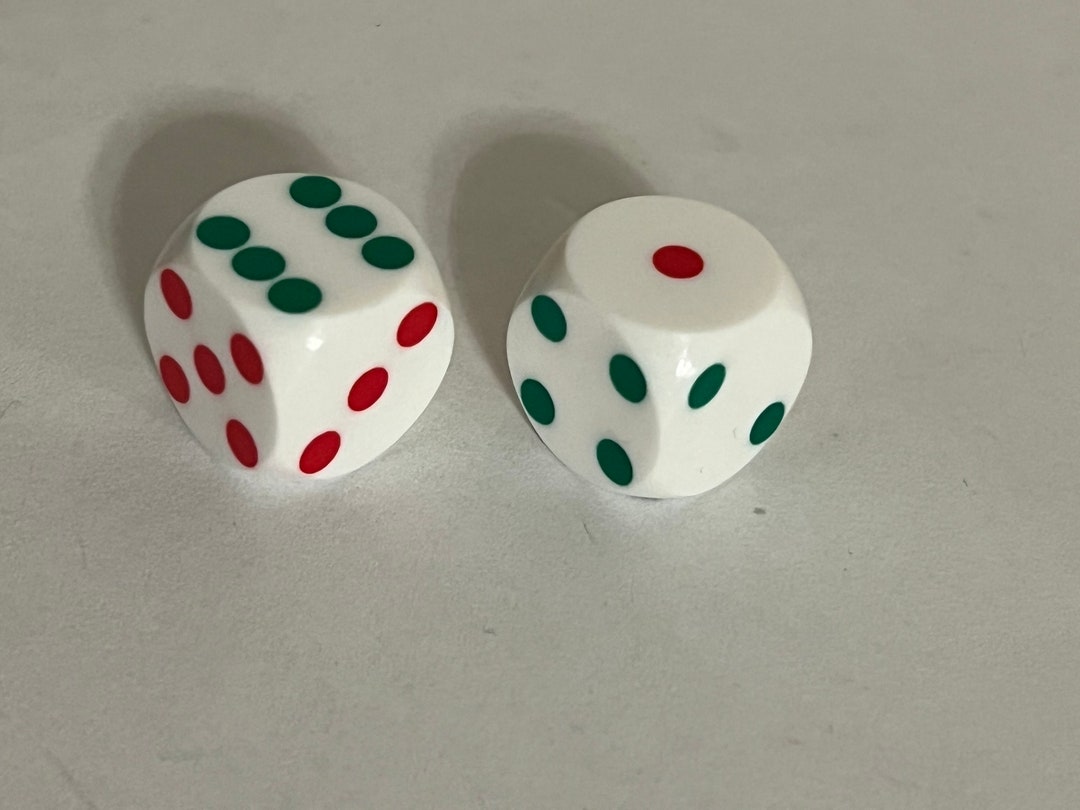 Backgammon Precision Dice - 16mm, 5/8 Inch, White Opaque W/red and ...