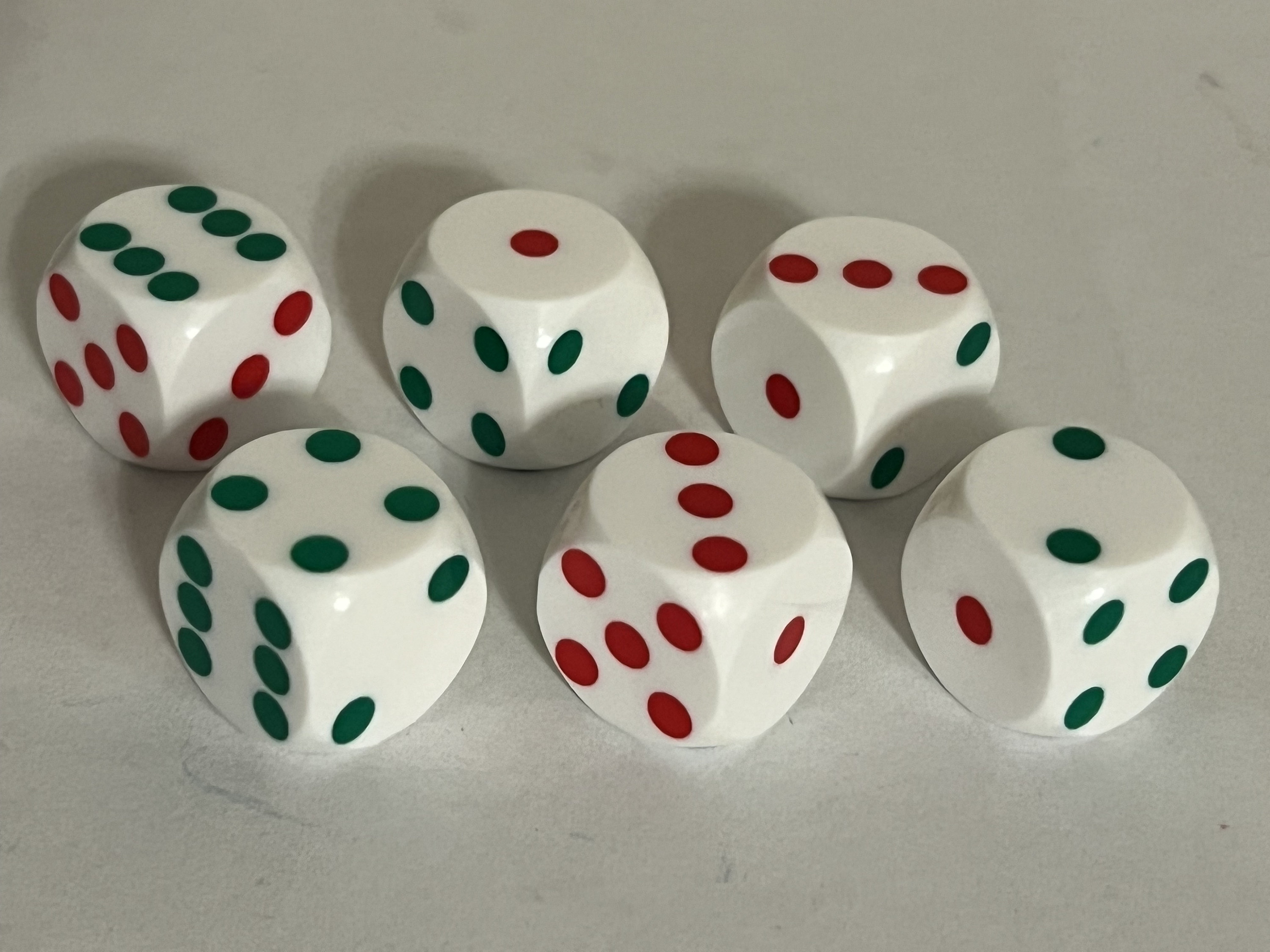 Backgammon Precision Dice - 16mm, 5/8 Inch, White Opaque W/red and ...