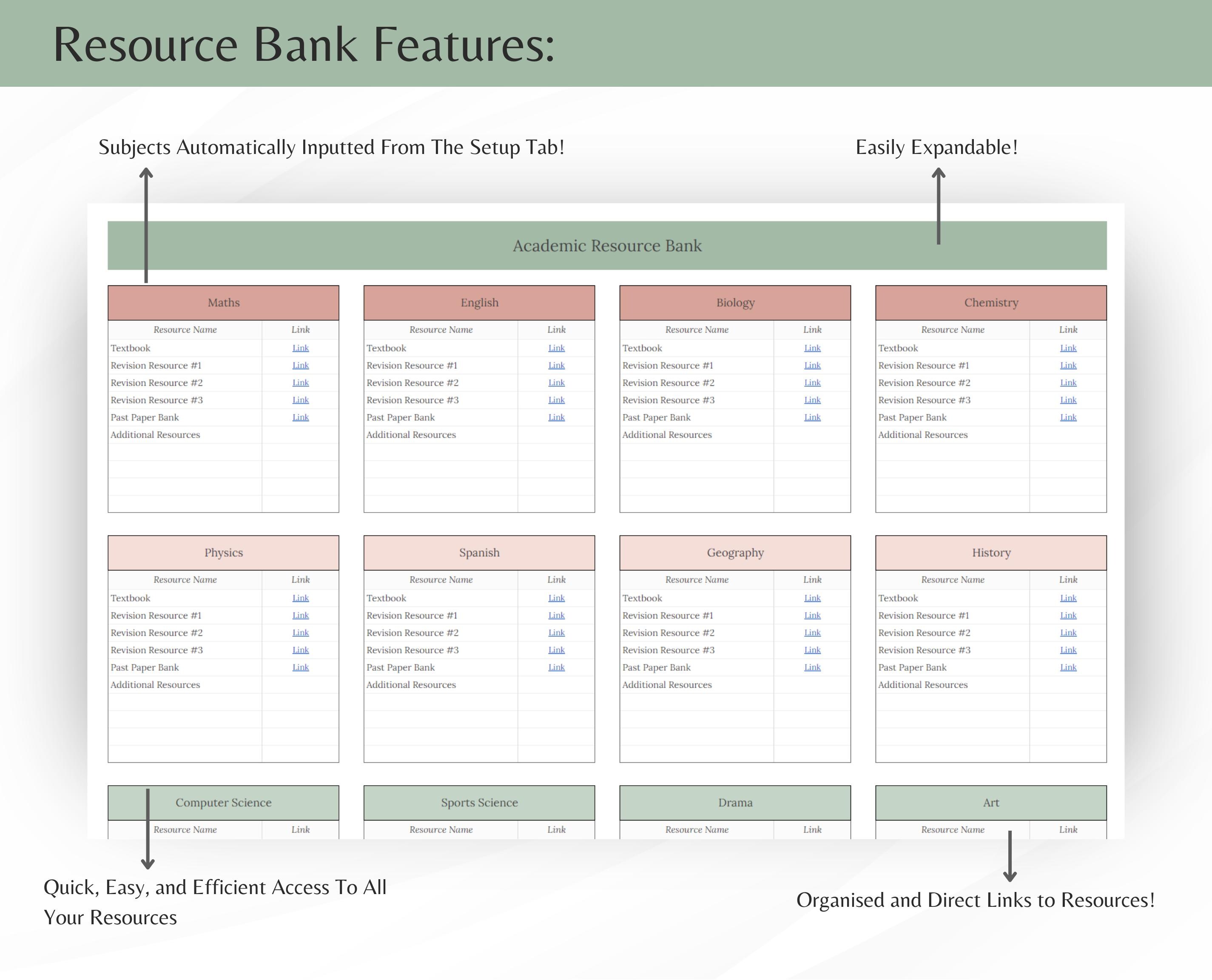 Digital Student Planner Spreadsheet, Academic Planner Google Sheets ...