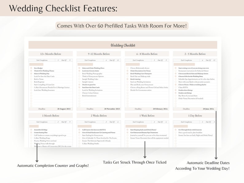 Wedding Planner Spreadsheet Google Sheets Digital Wedding Planner ...