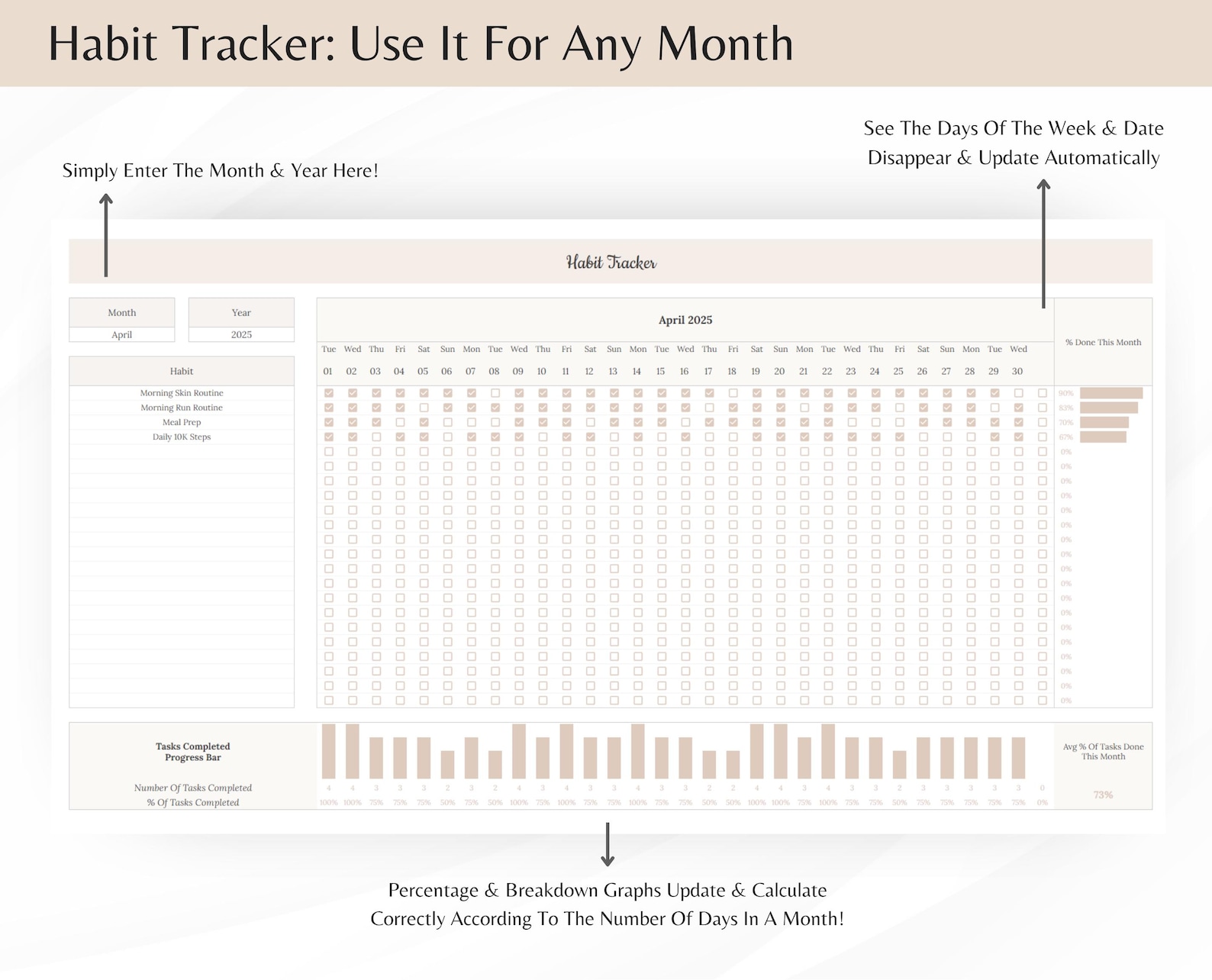 Habit Tracker Spreadsheet Google Sheets, Monthly Tracker, Weekly ...