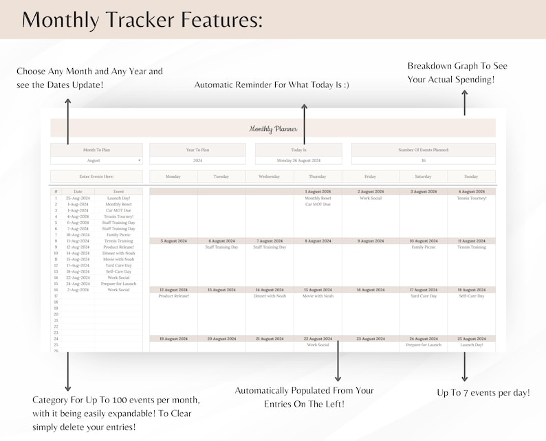 Digital Planner Spreadsheet for Google Sheets, to Do List, Monthly ...