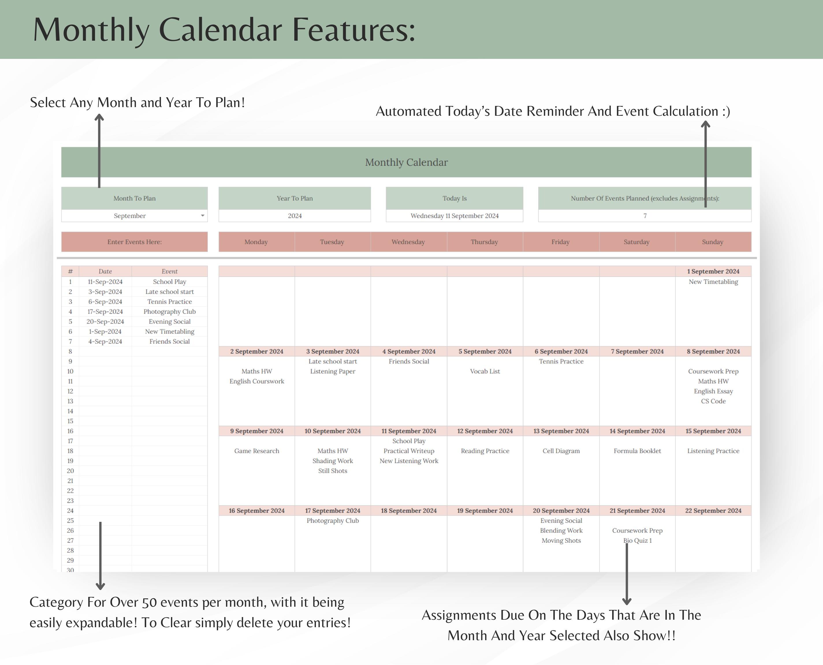 Digital Student Planner Spreadsheet, Academic Planner Google Sheets ...