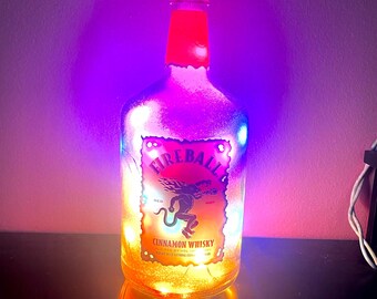 Light up Fireball Whiskey Bottle With LED Lights USB Powered Bar Decor ...