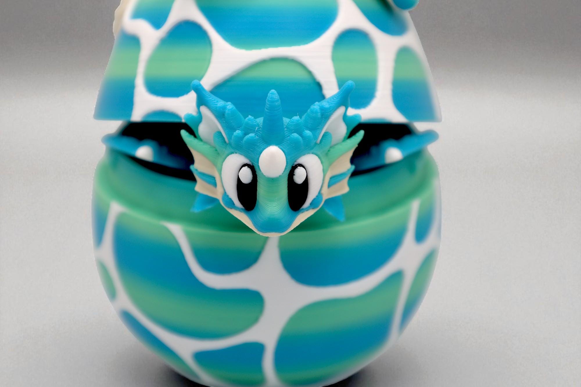 Seashell Dragon and Ocean Egg Storage Container, 3D Printed Articulated ...