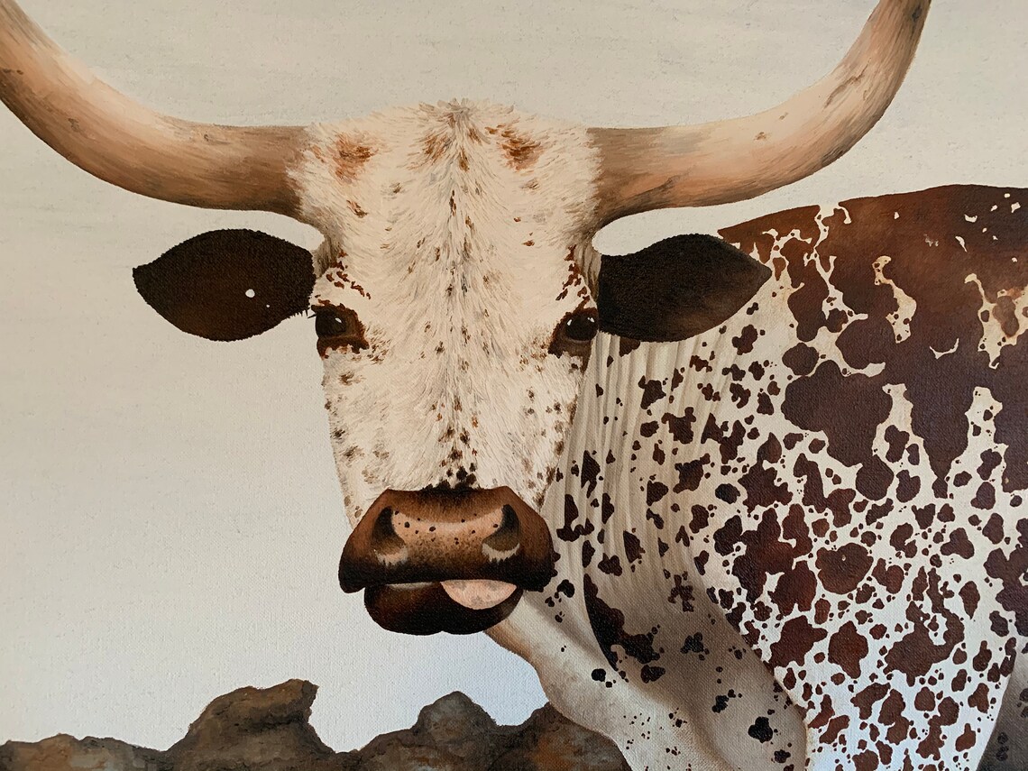 African Nguni Cow African Animal Wall Art. Safari Lodge Decor. Hand ...