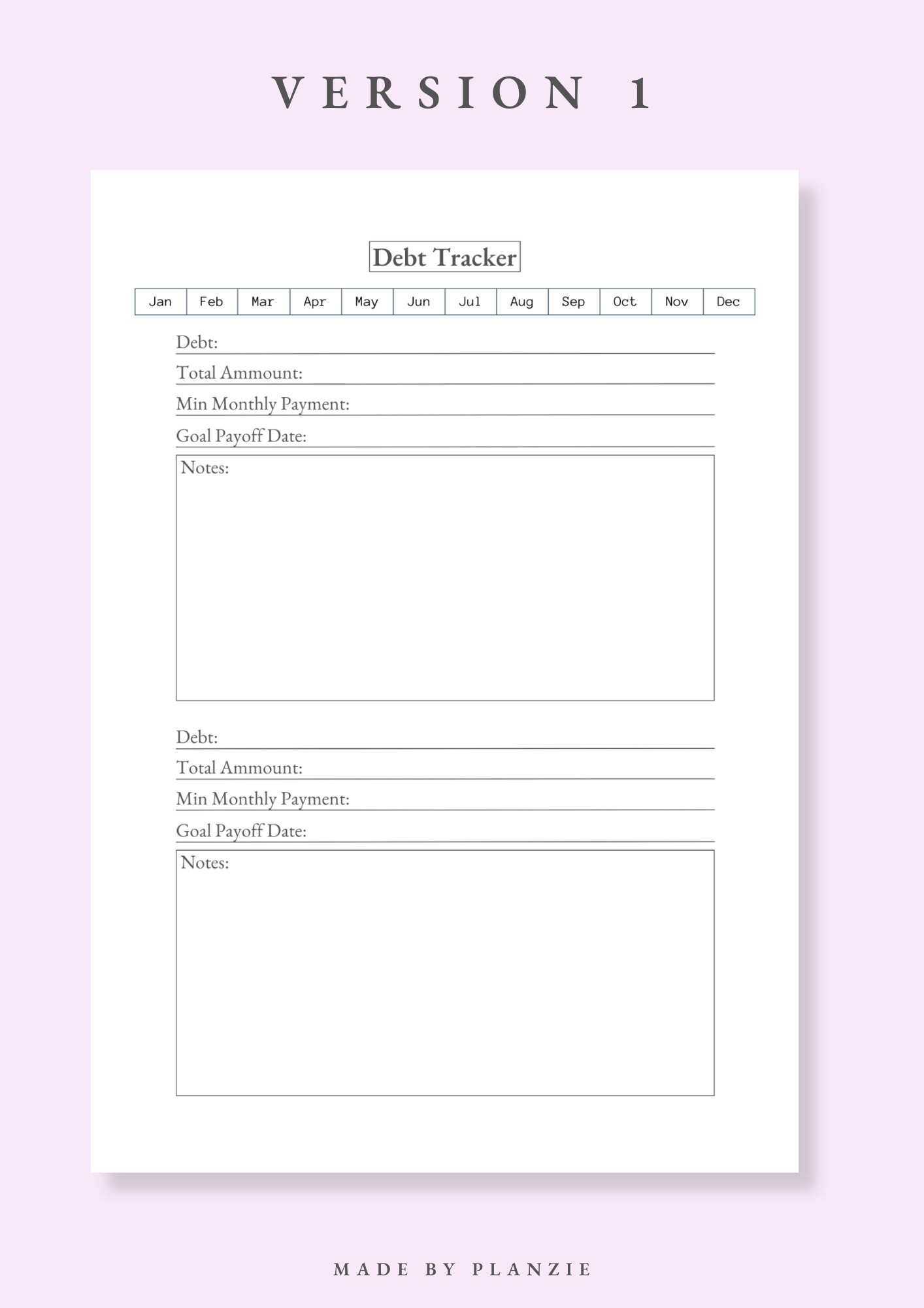 Debt Tracker Printable Landscape, Debt Payoff Log, Debt Overview ...