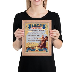 Cowboy Code Framed Poster Stoic Christian Philosophy - Etsy