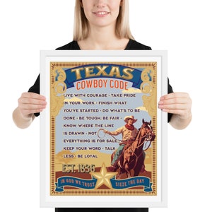 Cowboy Code Framed Poster Stoic Christian Philosophy - Etsy