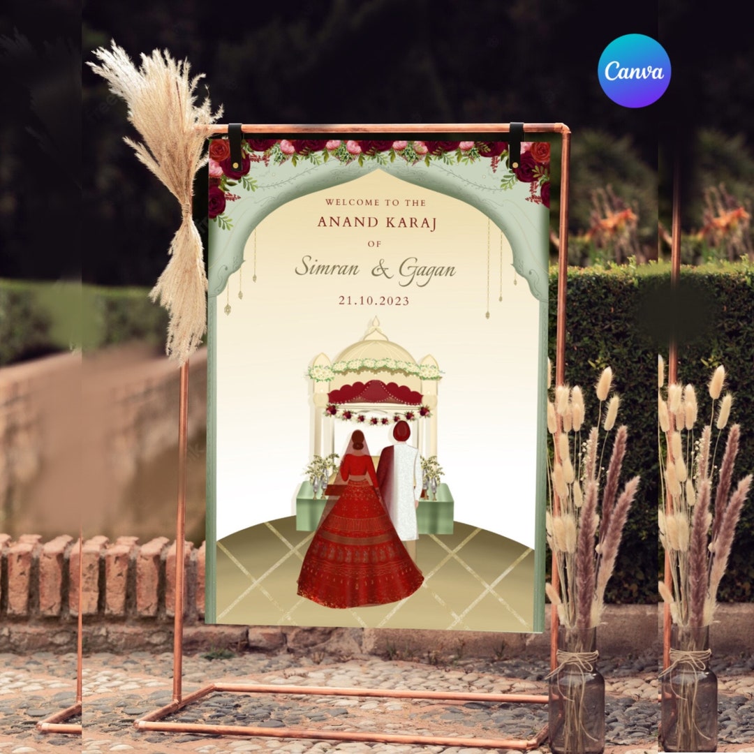 Anand Karaj Welcome Sign Board for Sikh Wedding Digital - Etsy