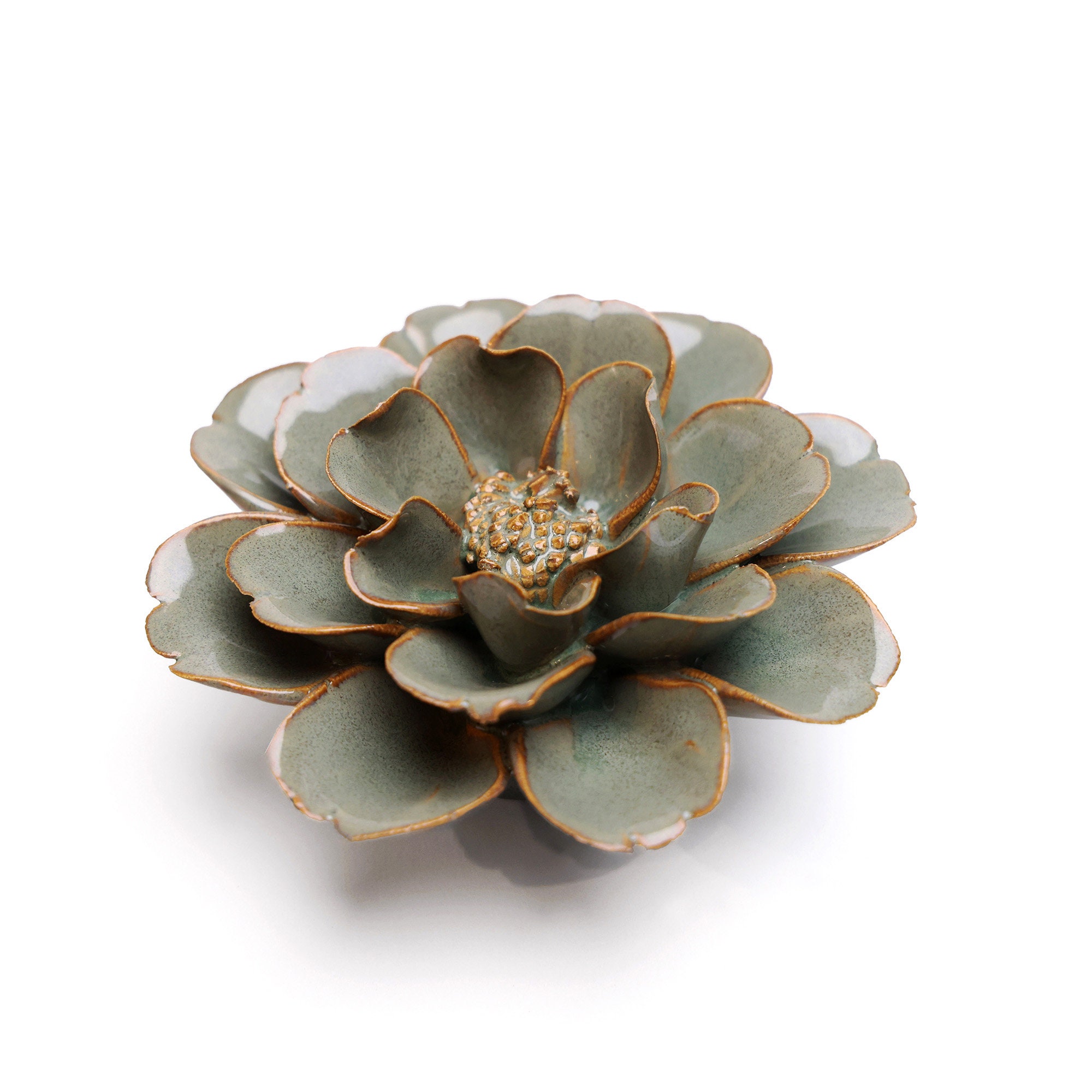 Ceramic Flower Wall Art Small Flower Green Grey - Etsy