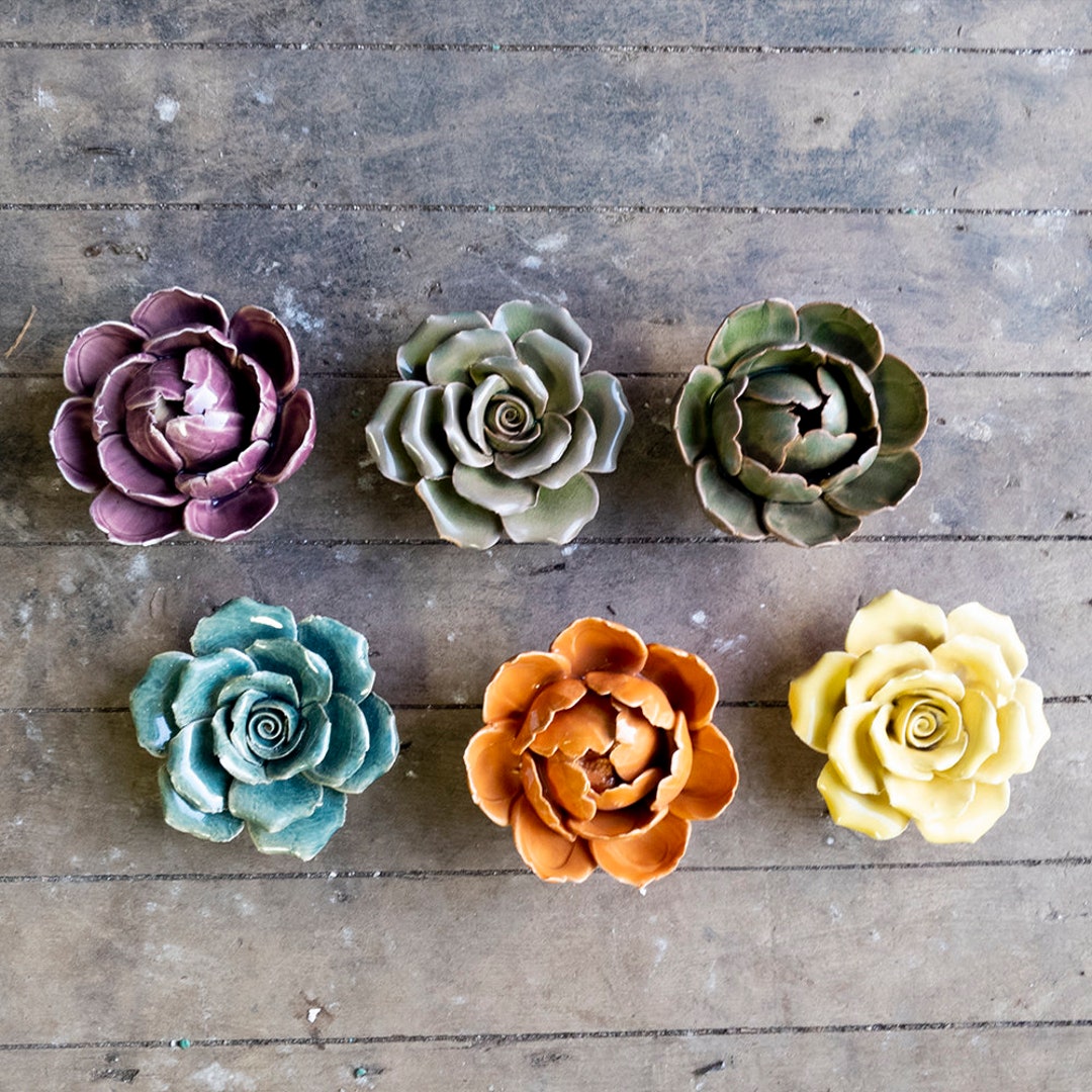 Ceramic Rose Flower, Ceramic Home Decor Flowers, Hanging Wall Flower ...