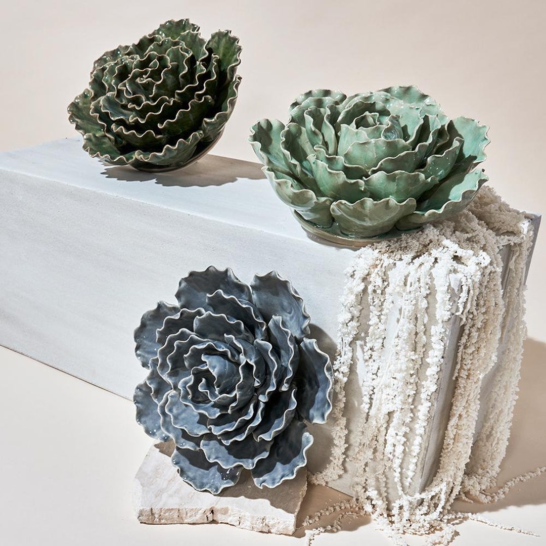 Ceramic Flower Wall Art, Sea Lettuce Sculpture, 3D Sea Sculpture, Coral ...