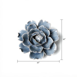 Ceramic Flower Wall Art Blue Rose - Etsy