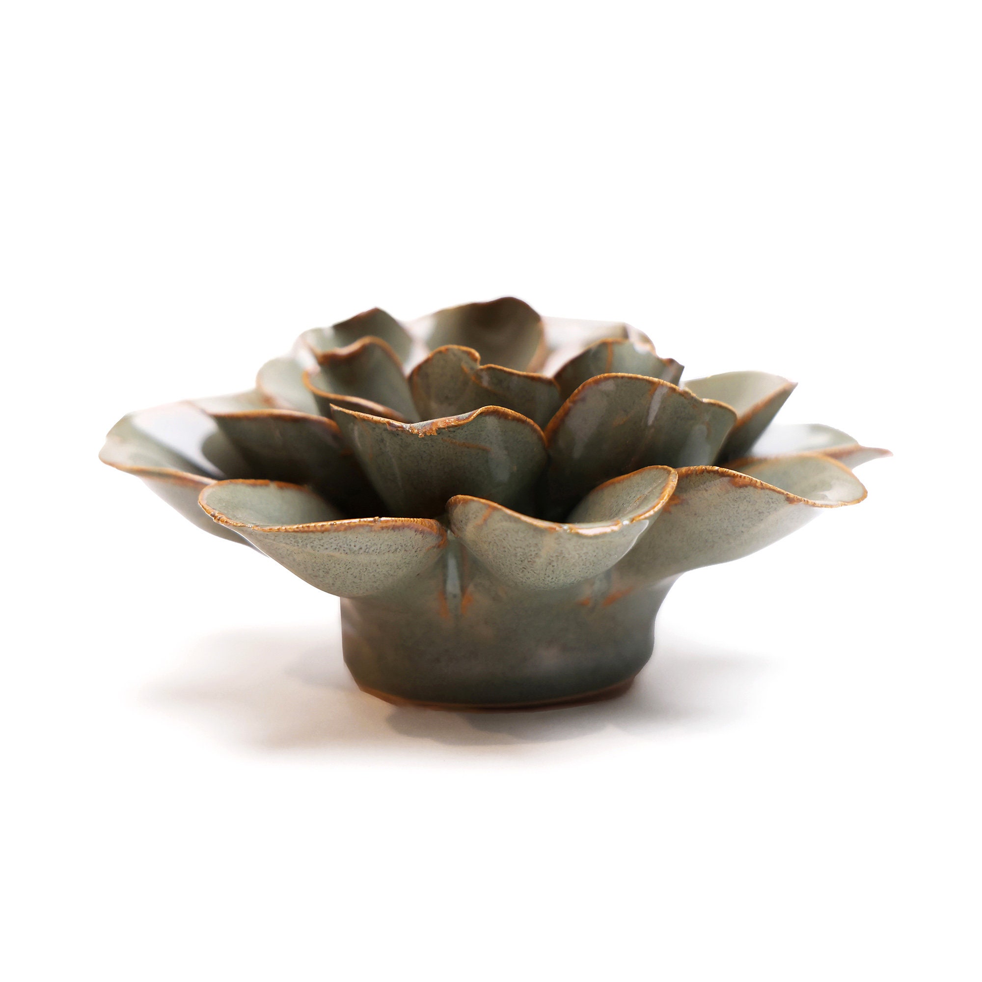 Ceramic Flower Wall Art Small Flower Green Grey - Etsy