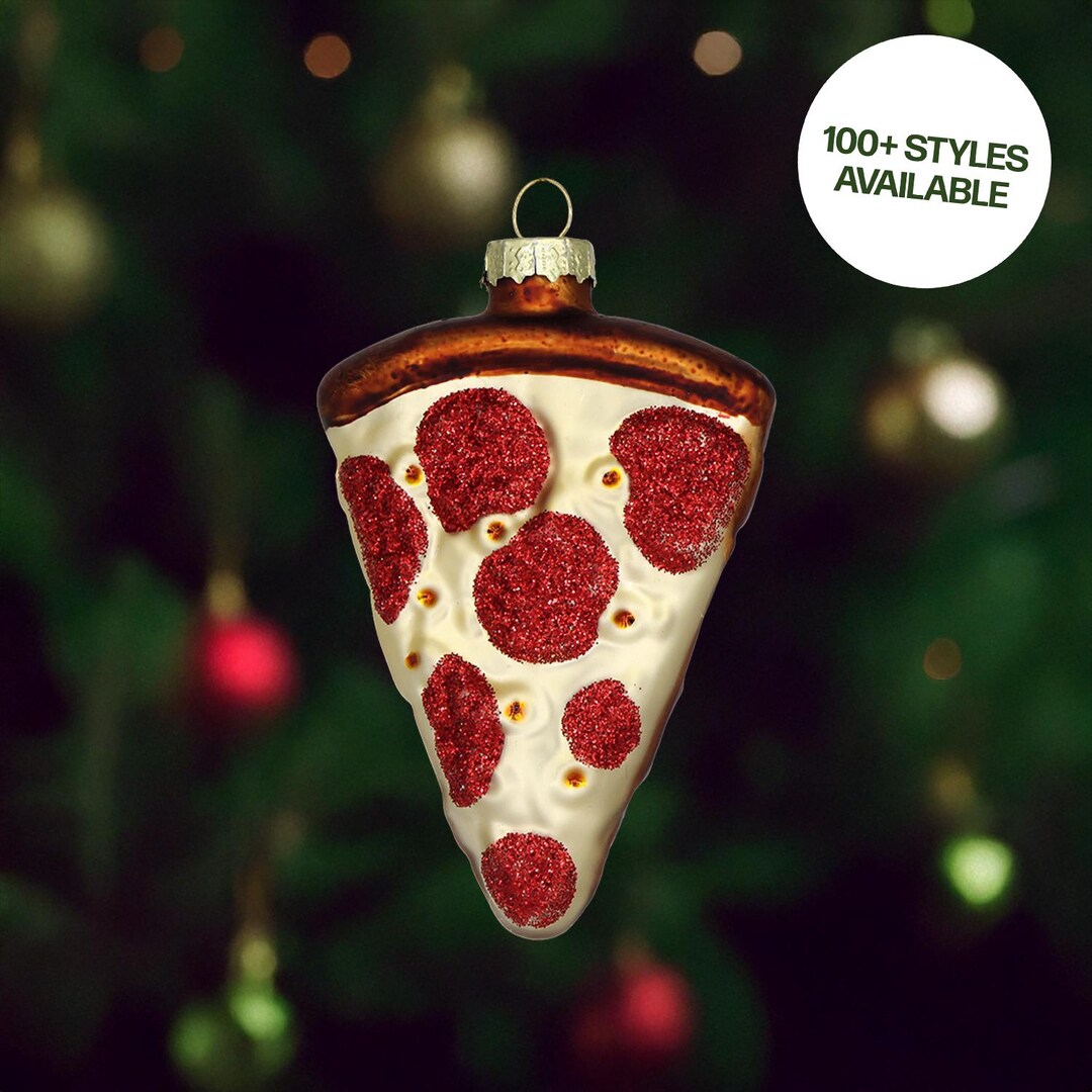 Vintage Glass Pepperoni Pizza Slice Christmas Ornament – Handmade ...