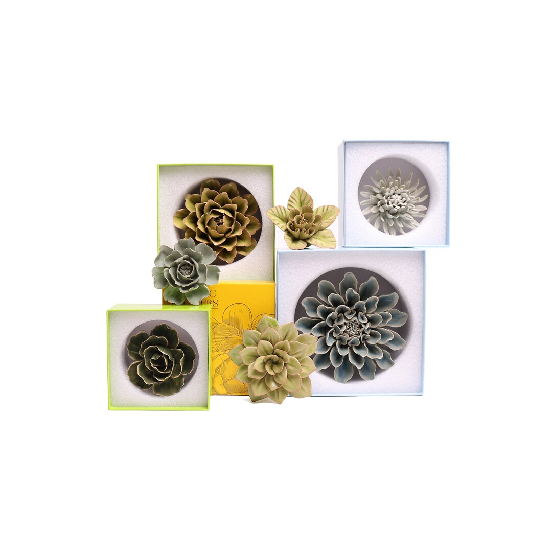 Ceramic Flower Wall Decor: Modern Floral Sculpture, Lyon Set - Etsy
