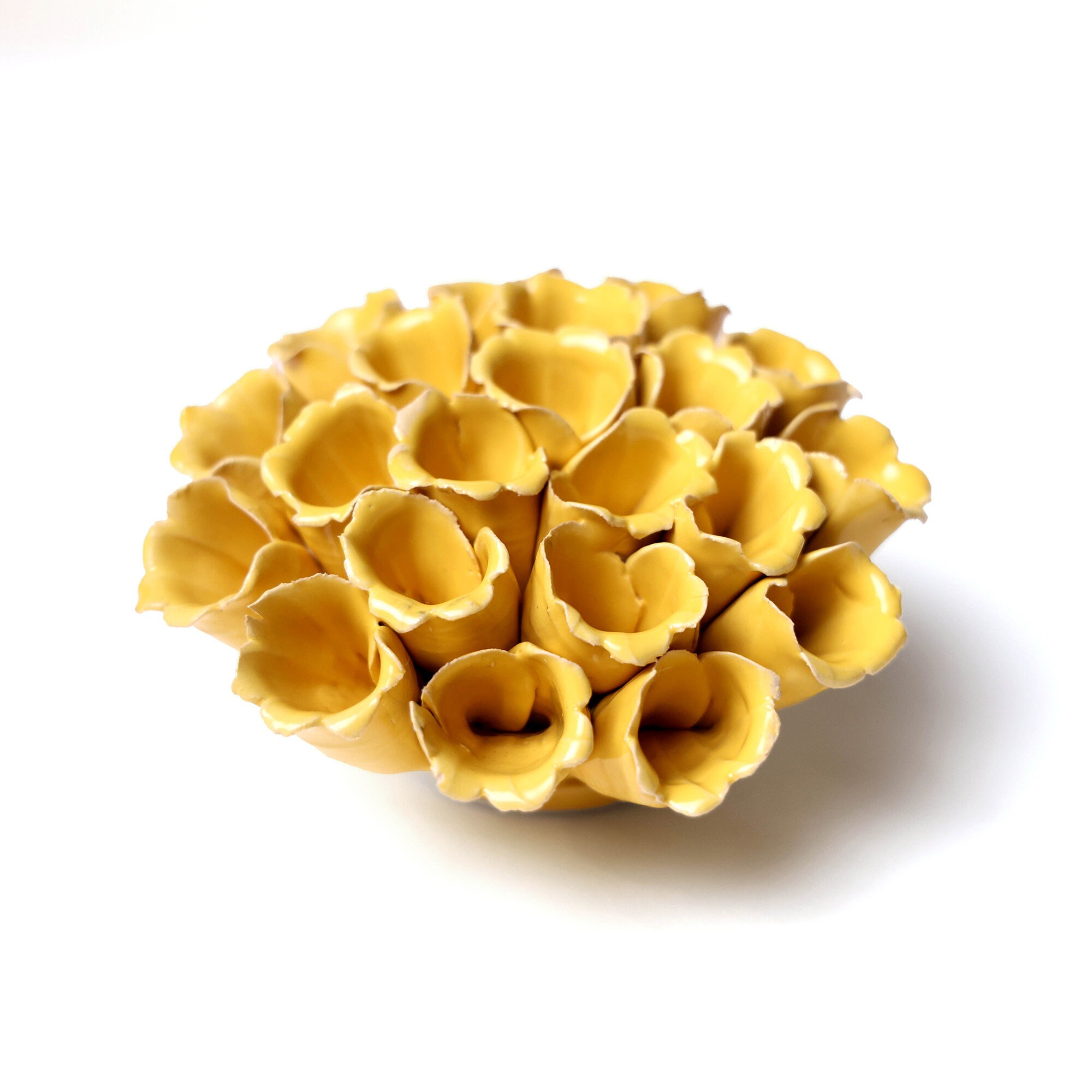 Ceramic Flower Wall Art Polyp Yellow Medium - Etsy