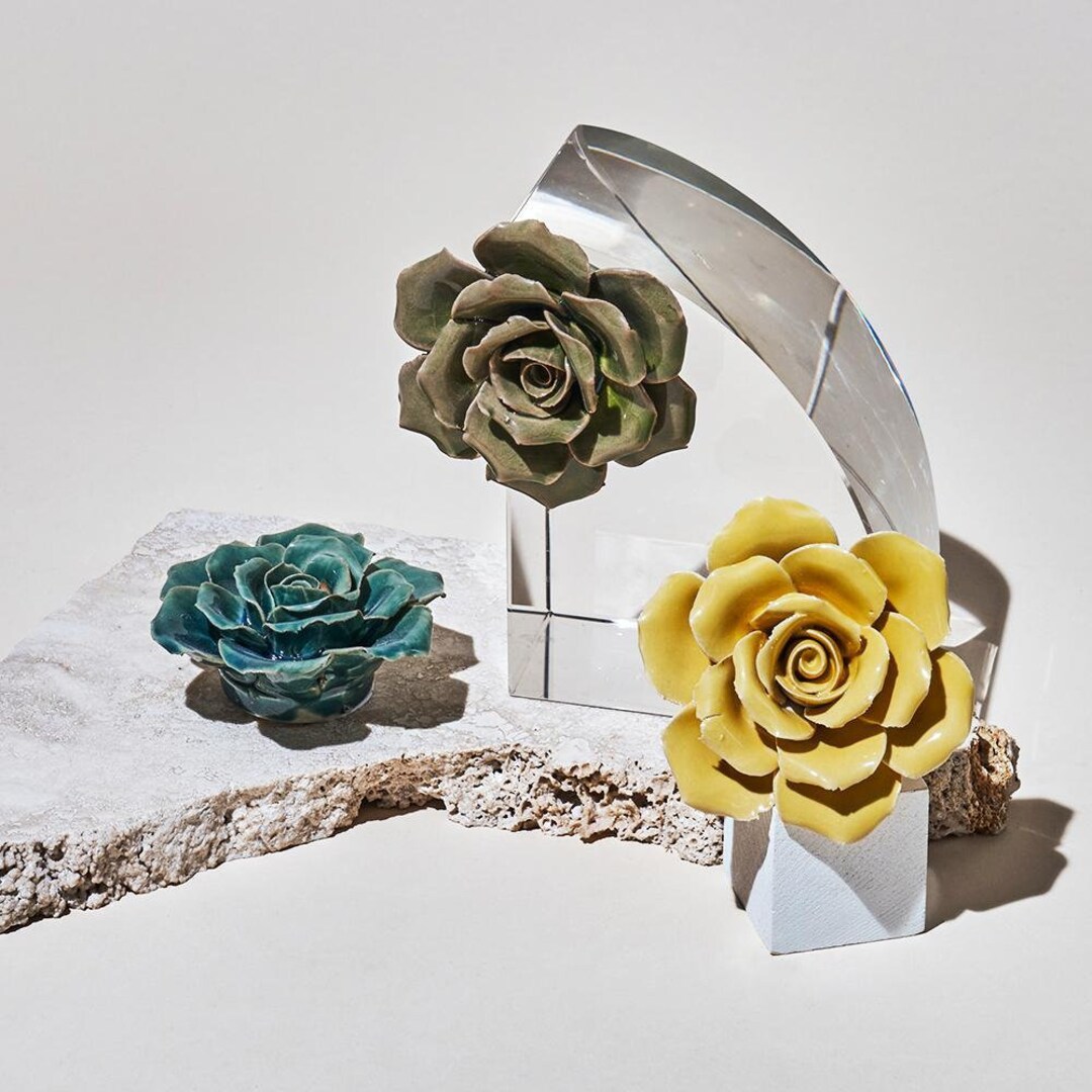 Ceramic Rose Flower, Porcelain Flowers, Pottery Rose, Clay Flowers ...