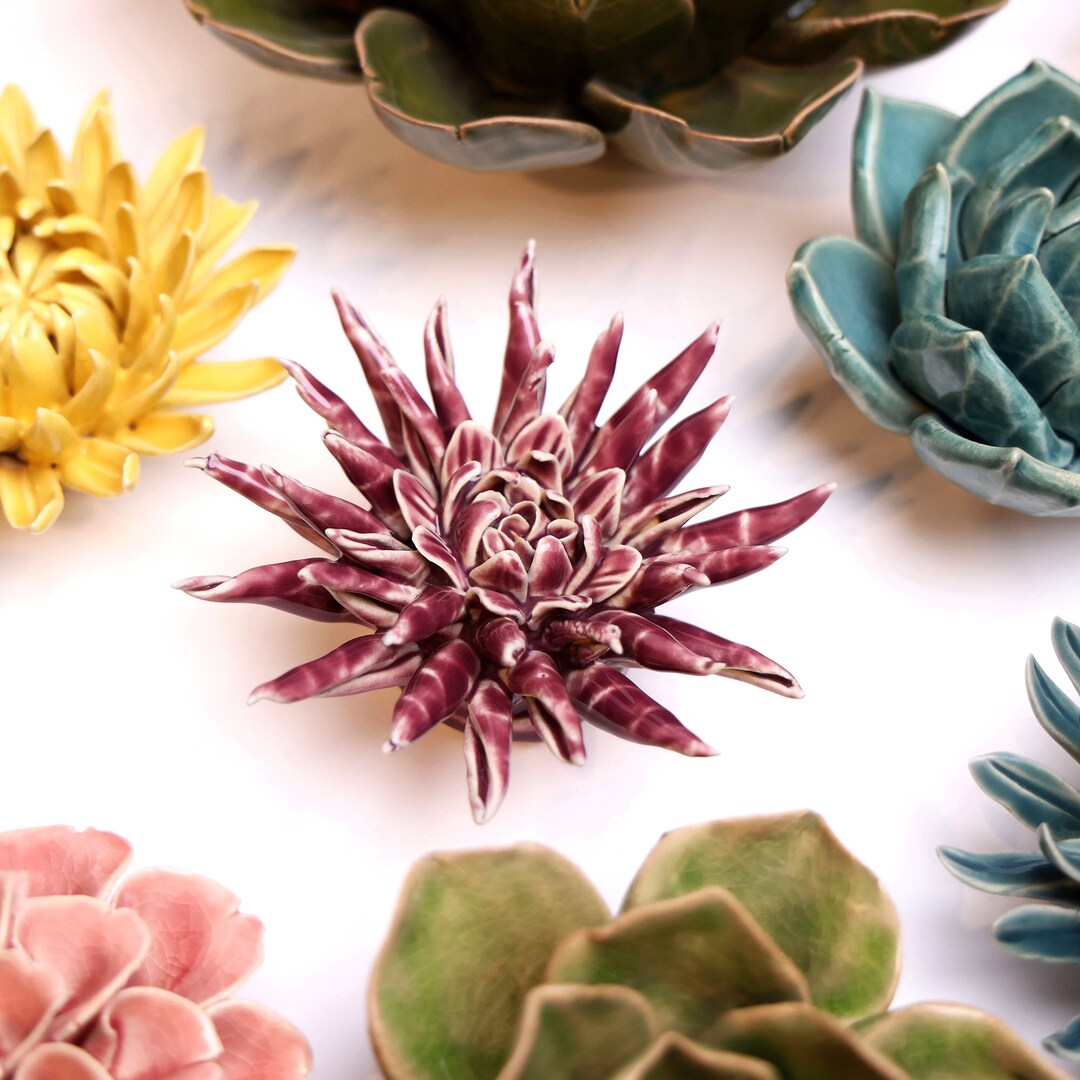 Ceramic Wall Art Flower, Wall Art Decor, Modern Wall Art, Ceramic Home ...