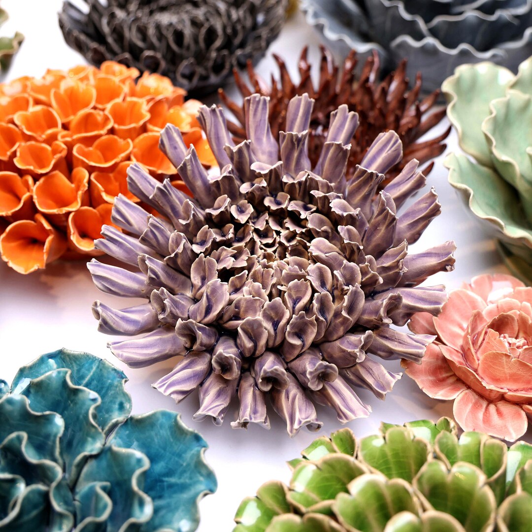 Fractal Lilac Flower Wall Decor, Ceramic Flower Wall Art, Nursery Wall ...