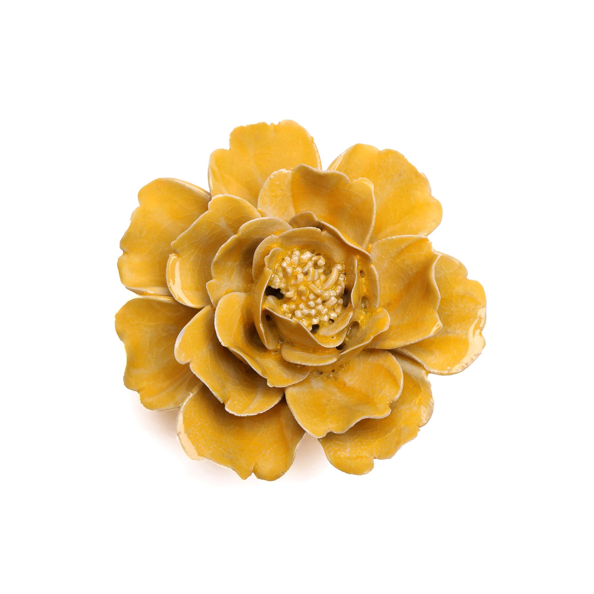 Burnt Yellow Rose: Ceramic Flower Wall Decor - Etsy