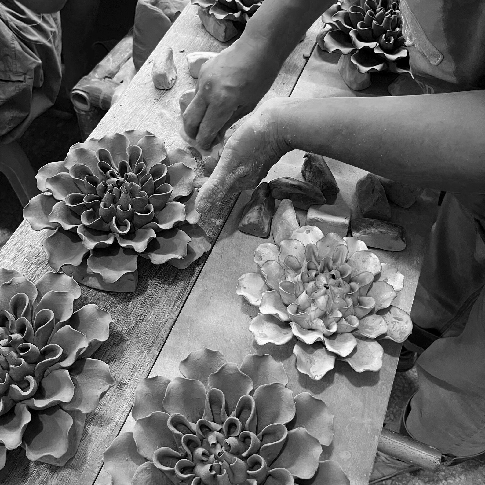 Peridot Green Maiden Lotus Ceramic Flower Sculpture: Modern Wall Decor ...