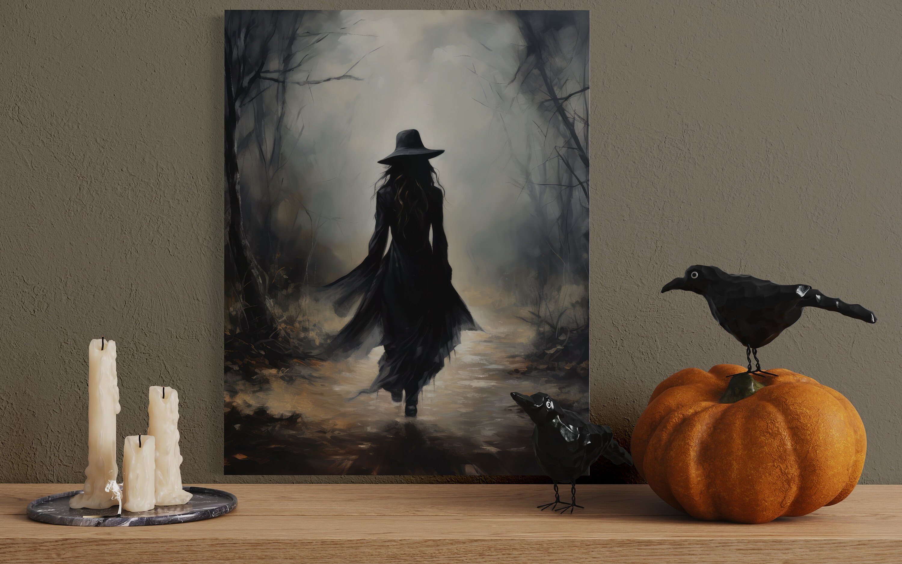Witch Wall Art Halloween Printable Vintage Witch Painting - Etsy