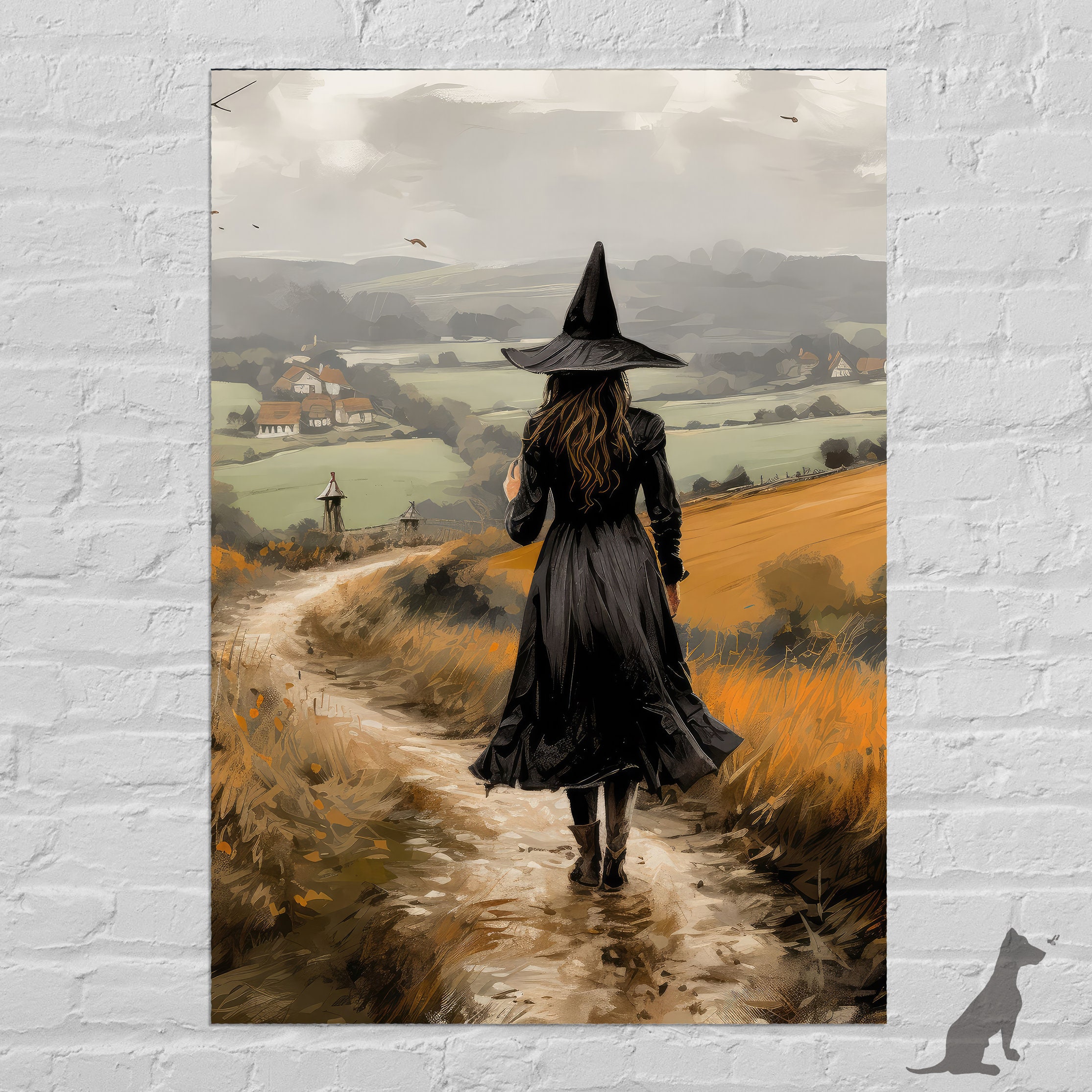 Witch Wall Art Halloween Printable Vintage Witch Painting Farmhouse ...