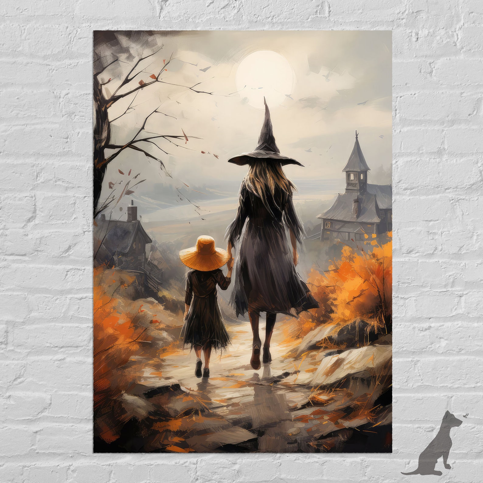Witch Wall Art Halloween Printable Vintage Witch Painting Farmhouse ...