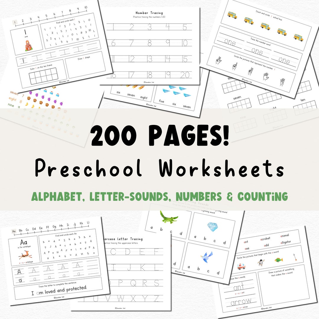 Letters and Numbers Worksheets for Preschoolers - Etsy