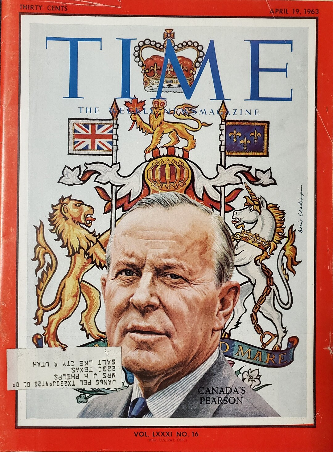 Vintage Time Magazine April 19, 1963 Canada's Pearson - Etsy