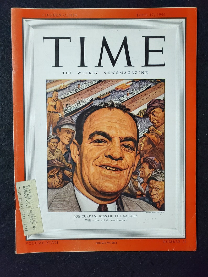 Vintage Time Magazine June 17, 1946 Joe Curran - Etsy