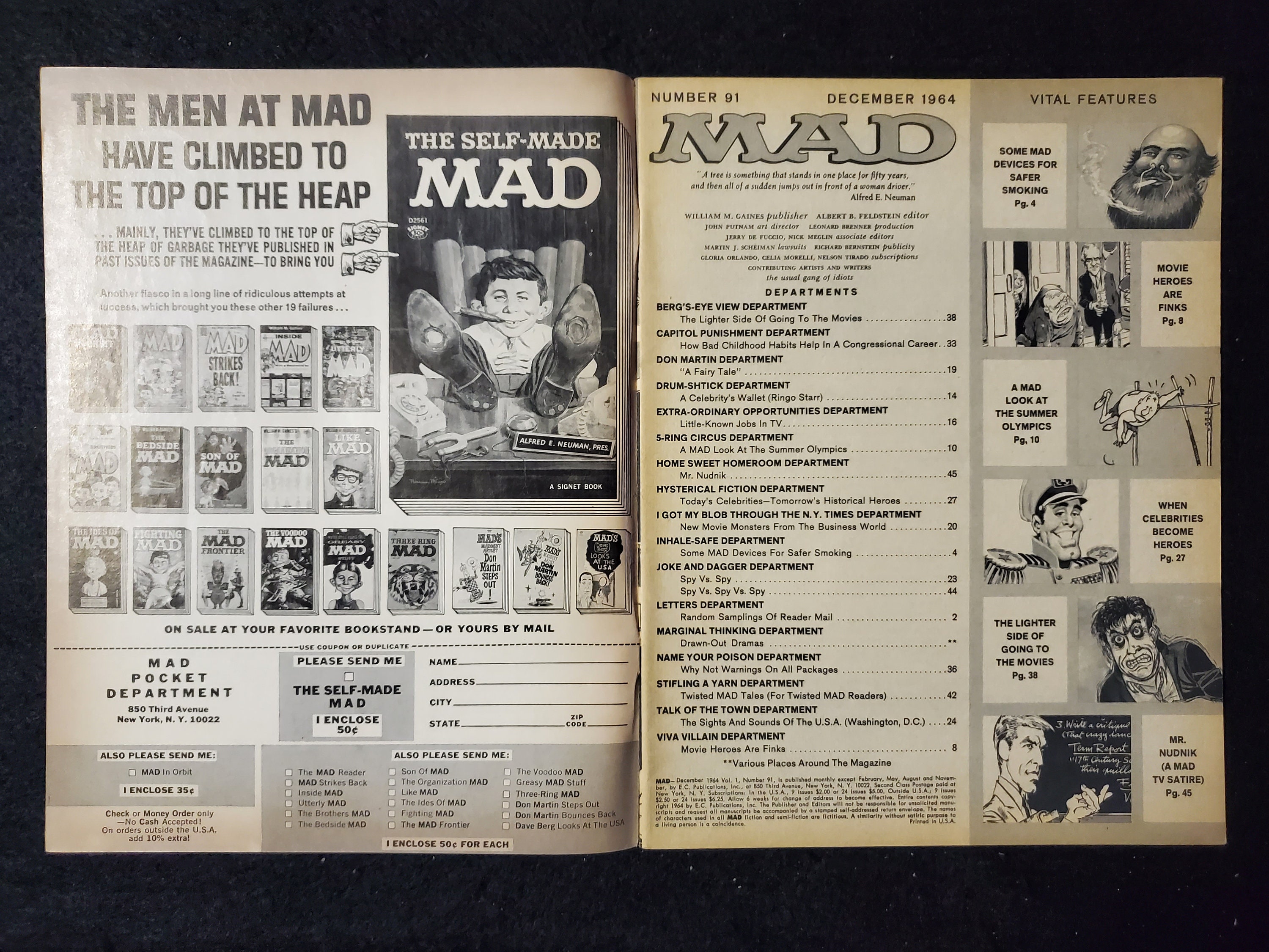 Vintage Mad Magazine 91 December 1964 - Etsy