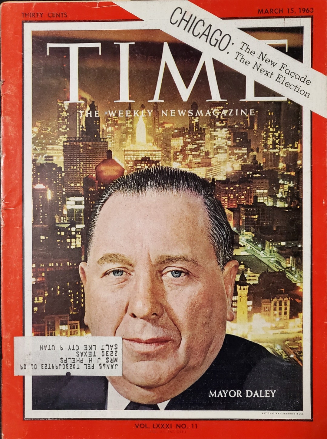 Vintage Time Magazine March 15, 1963 Mayor Daley - Etsy