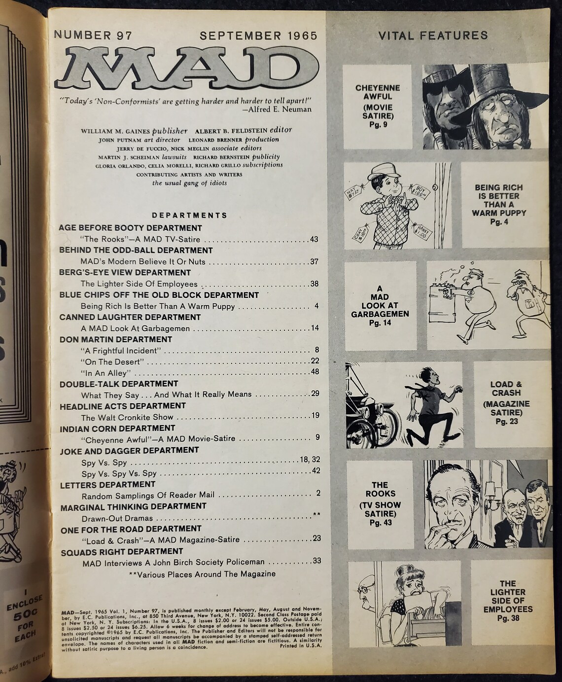 Vintage Mad Magazine 97 September 1965 Norman Mingo Cover Art - Etsy