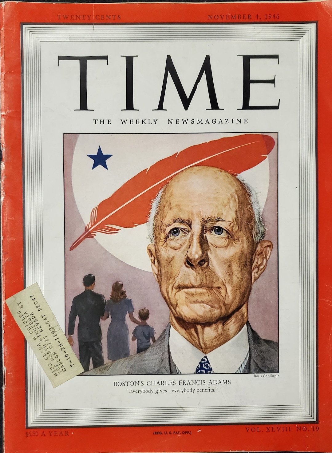 Vintage Time Magazine November 4, 1946 Charles Francis Adams - Etsy
