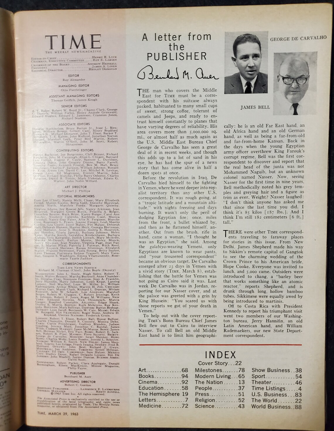 Vintage Time Magazine March 29, 1963 Egypt's Nasser - Etsy