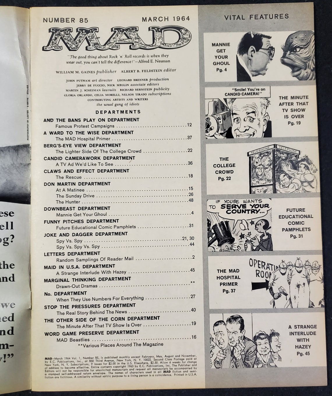 Vintage Mad Magazine 85 March 1964 Norman Mingo Cover - Etsy