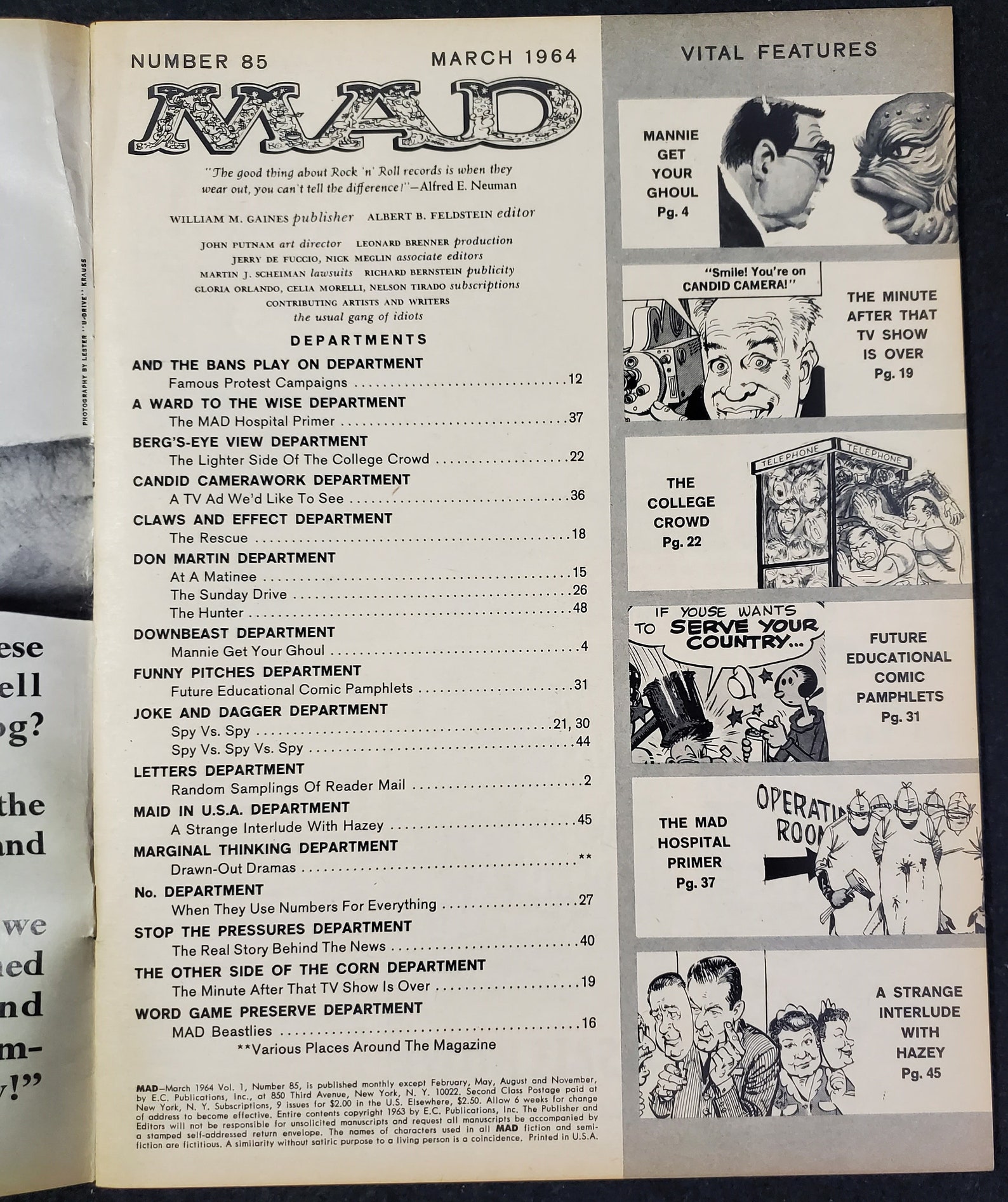 Vintage Mad Magazine #85 March 1964 Norman Mingo Cover - Etsy