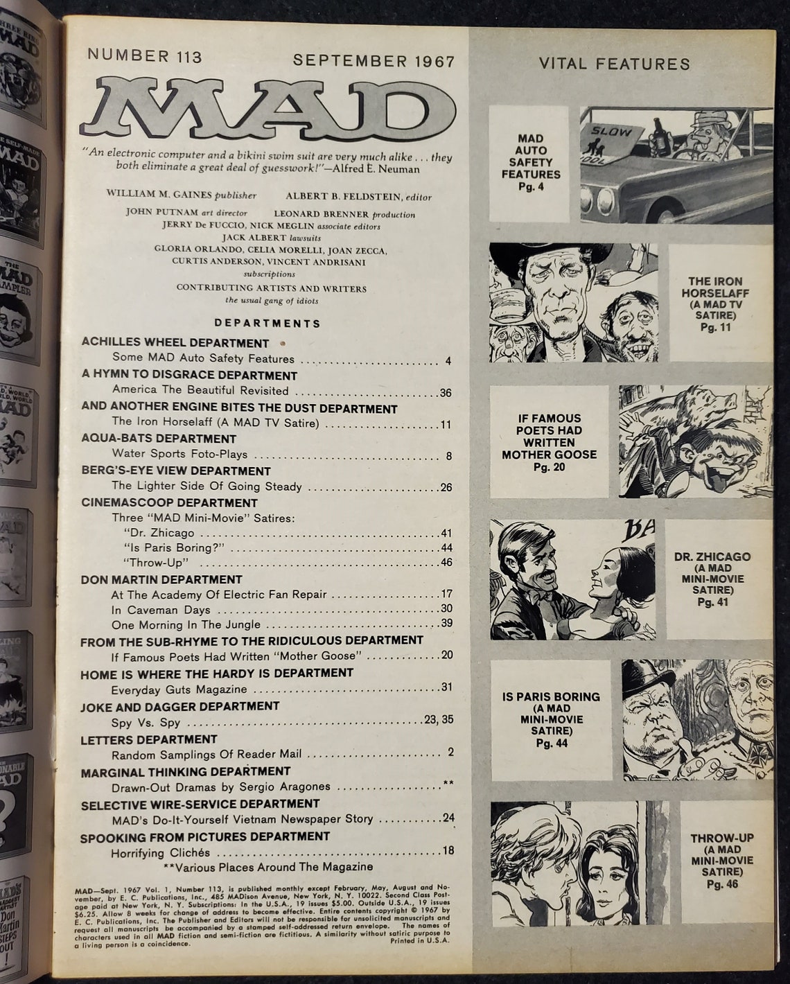 Vintage Mad Magazine #113 September 1967 Norman Mingo Cover Art - Etsy