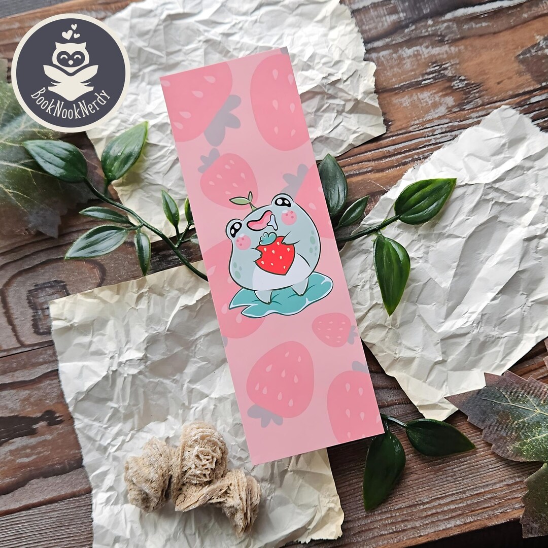 Cute Frog Bookmark | Strawberry Frog | Cute Bookmark | Stationery ...