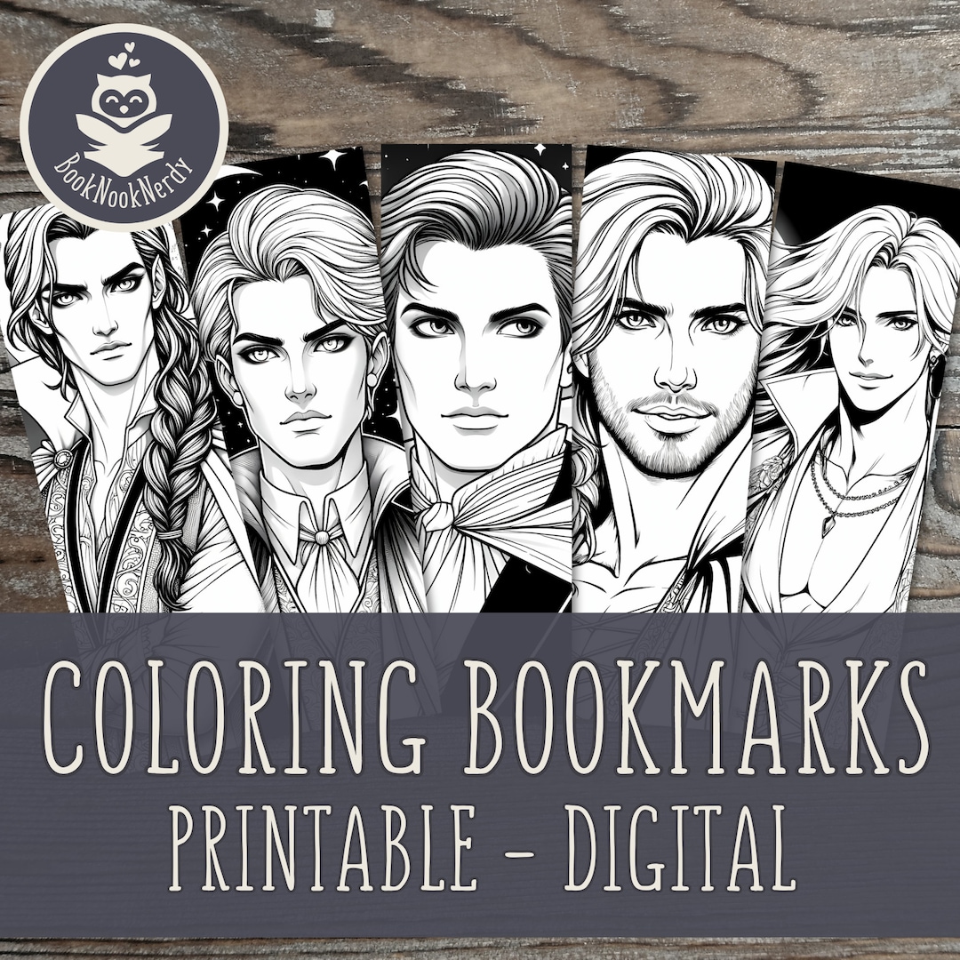 Sexy Vampire Men Coloring Bookmarks | Set of 5 Printable Bookmarks ...