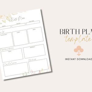 Editable Birth Plan Template | Printable Birth Plan | Labor and ...