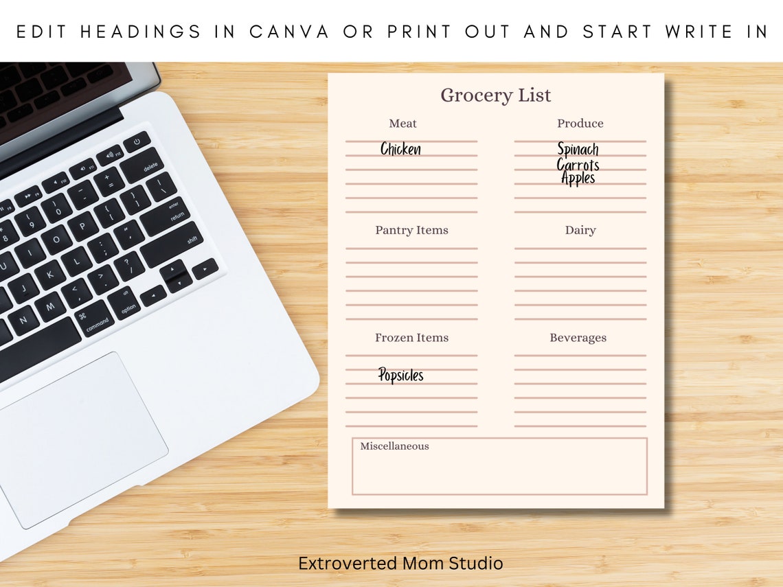 Editable Grocery List Printable Template Grocery Planner - Etsy