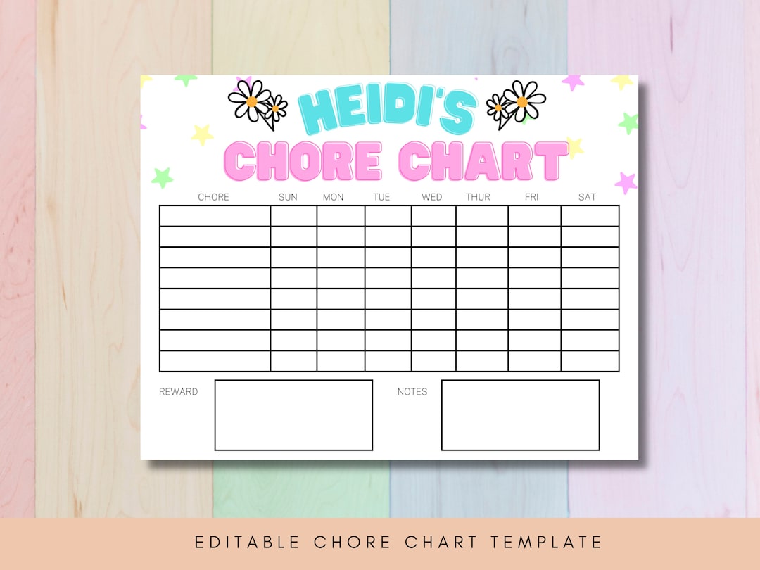 Chore Chart for Kids | Chore Chart Printable | Family Chore Chart ...