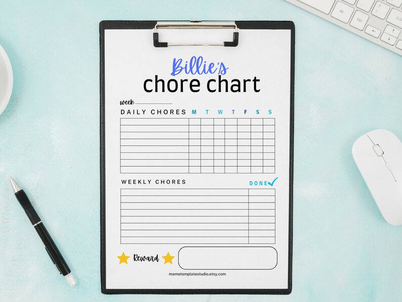 Chore Chart for Kids | Chore Chart Printable | Family Chore Chart ...