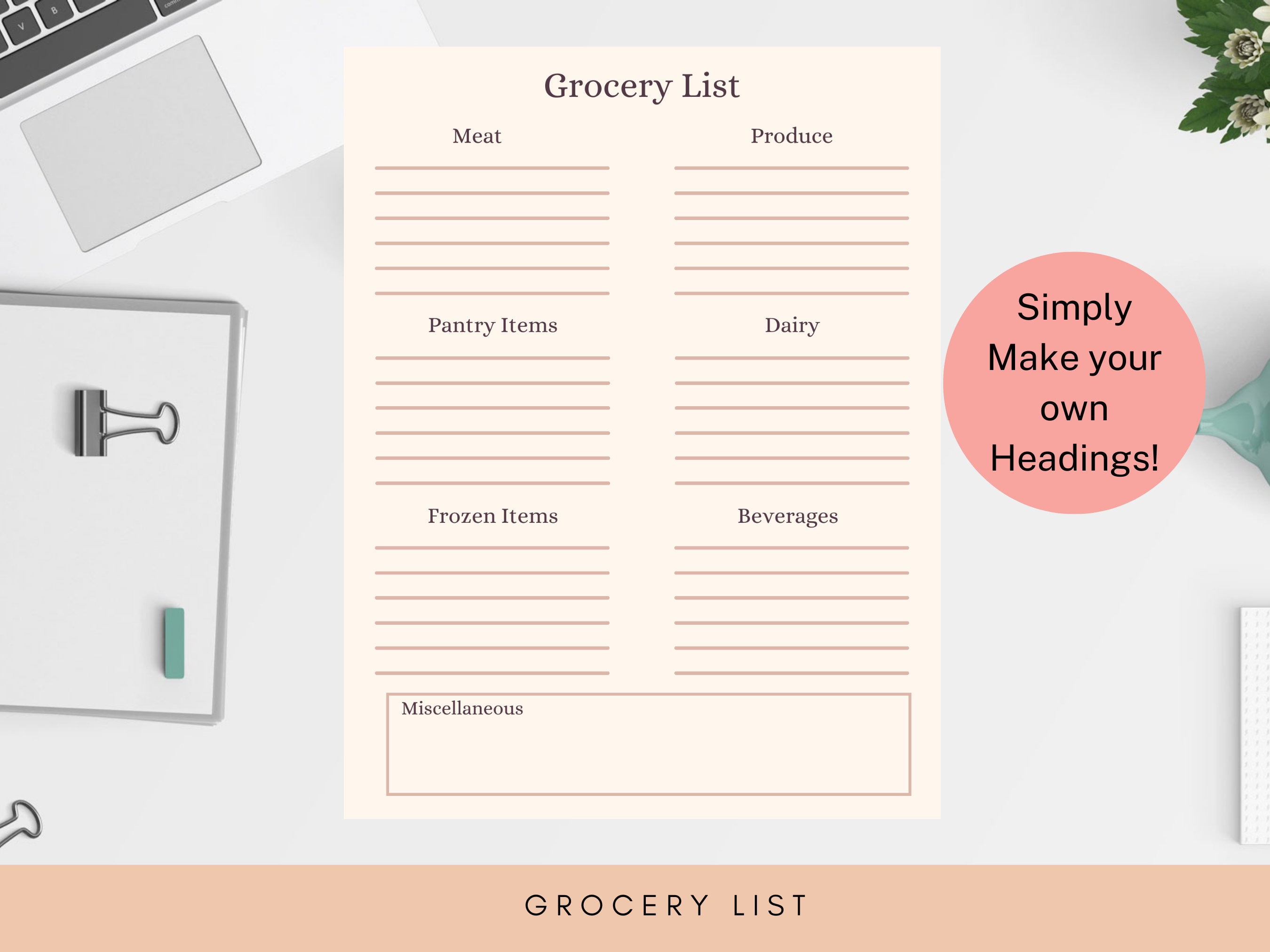 Editable Grocery List Printable Template Grocery Planner - Etsy