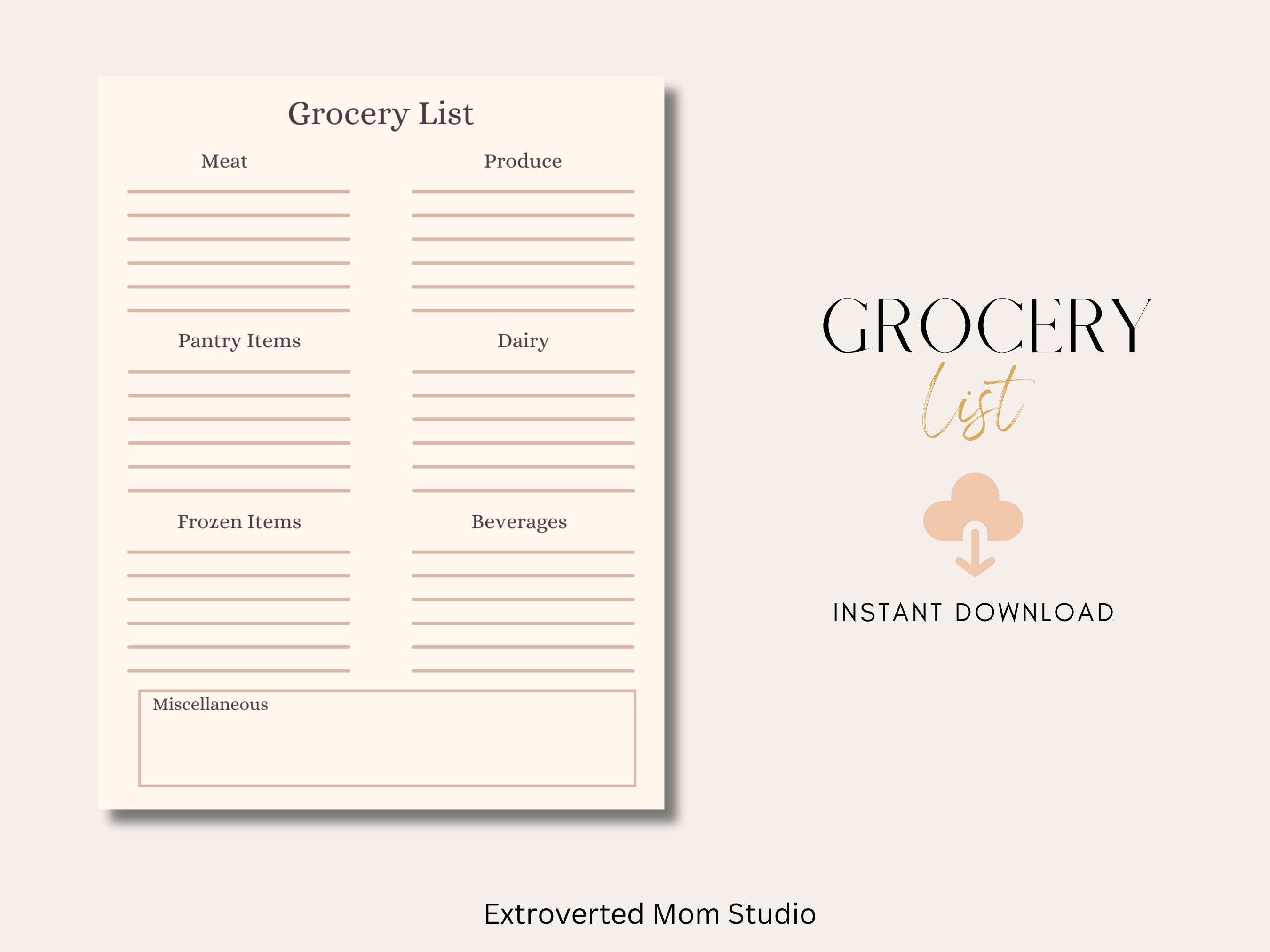 Editable Grocery List Printable Template Grocery Planner - Etsy