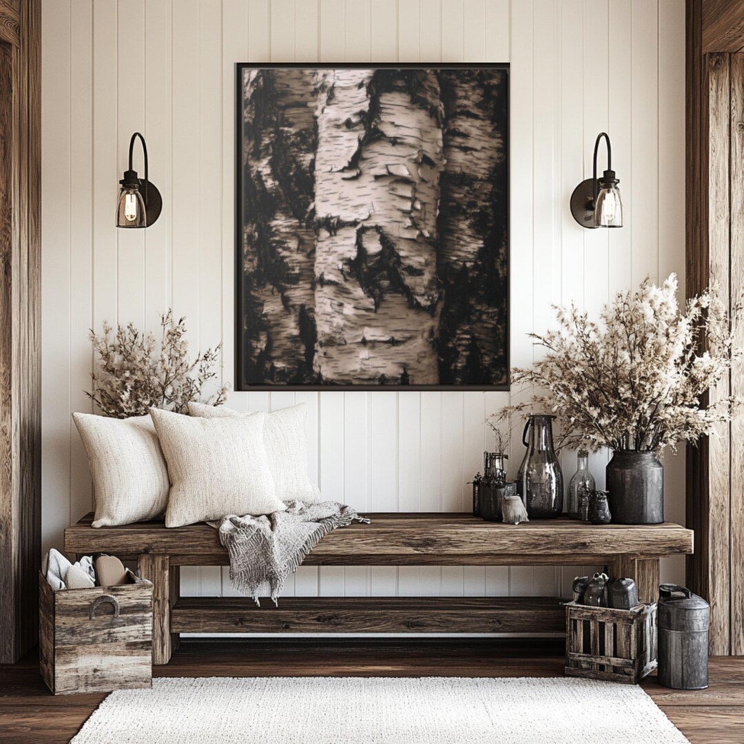 Birch Bark Canvas Print: Rustic Woodland Wall Art - Etsy